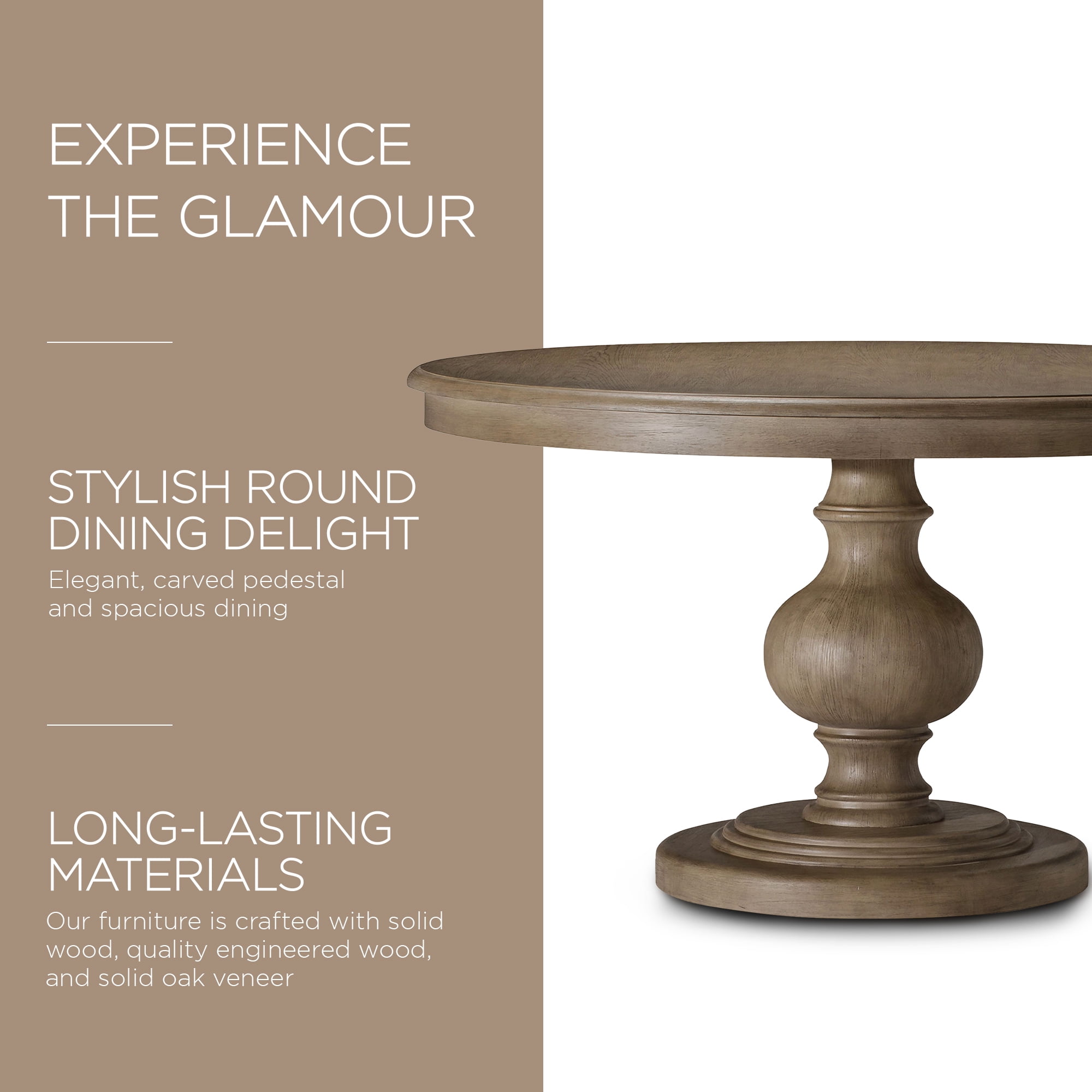 Open Box Maven Lane Zola Traditional Round Wooden Dining Table in ...