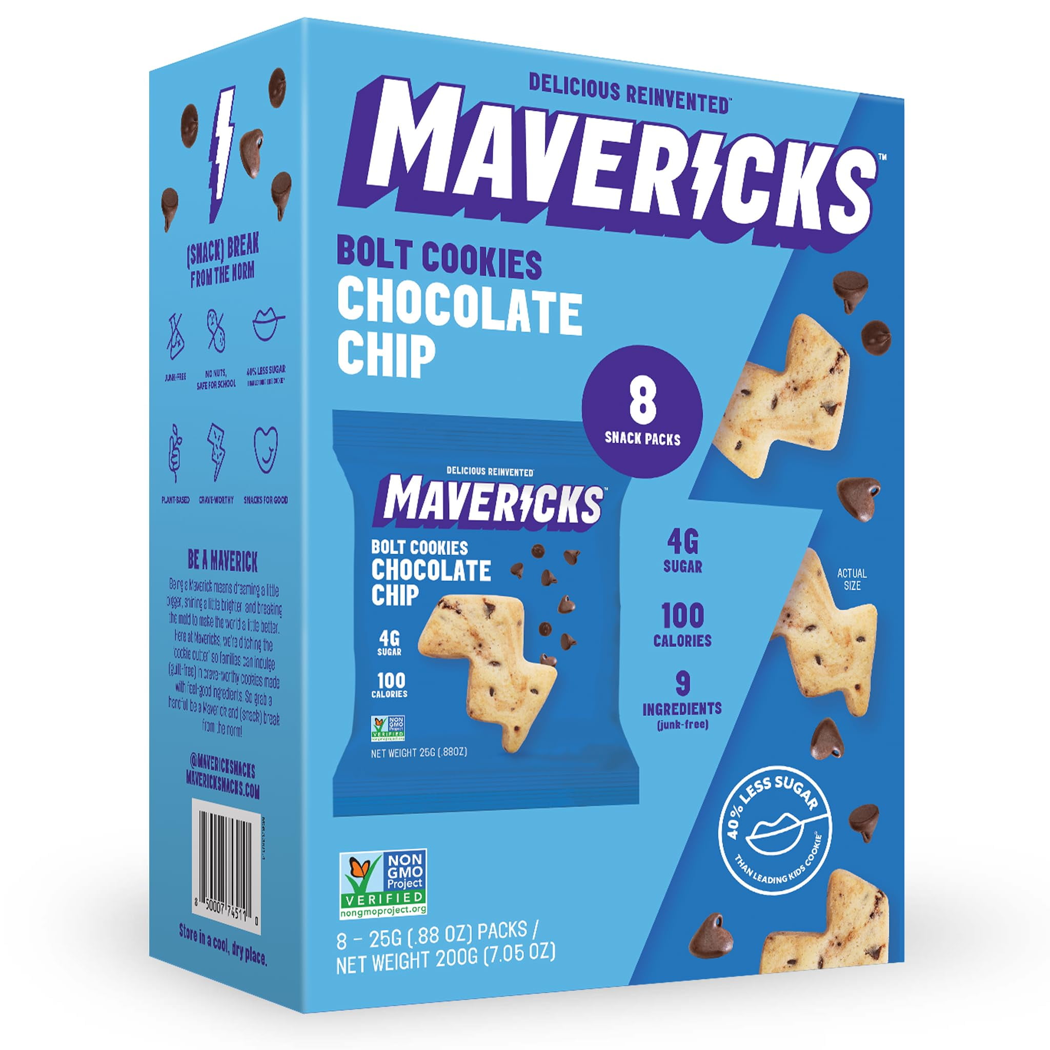 Mavericks Chocolate ChipTRDN Bolt Cookies - Plant-Based Chocolate Chip ...