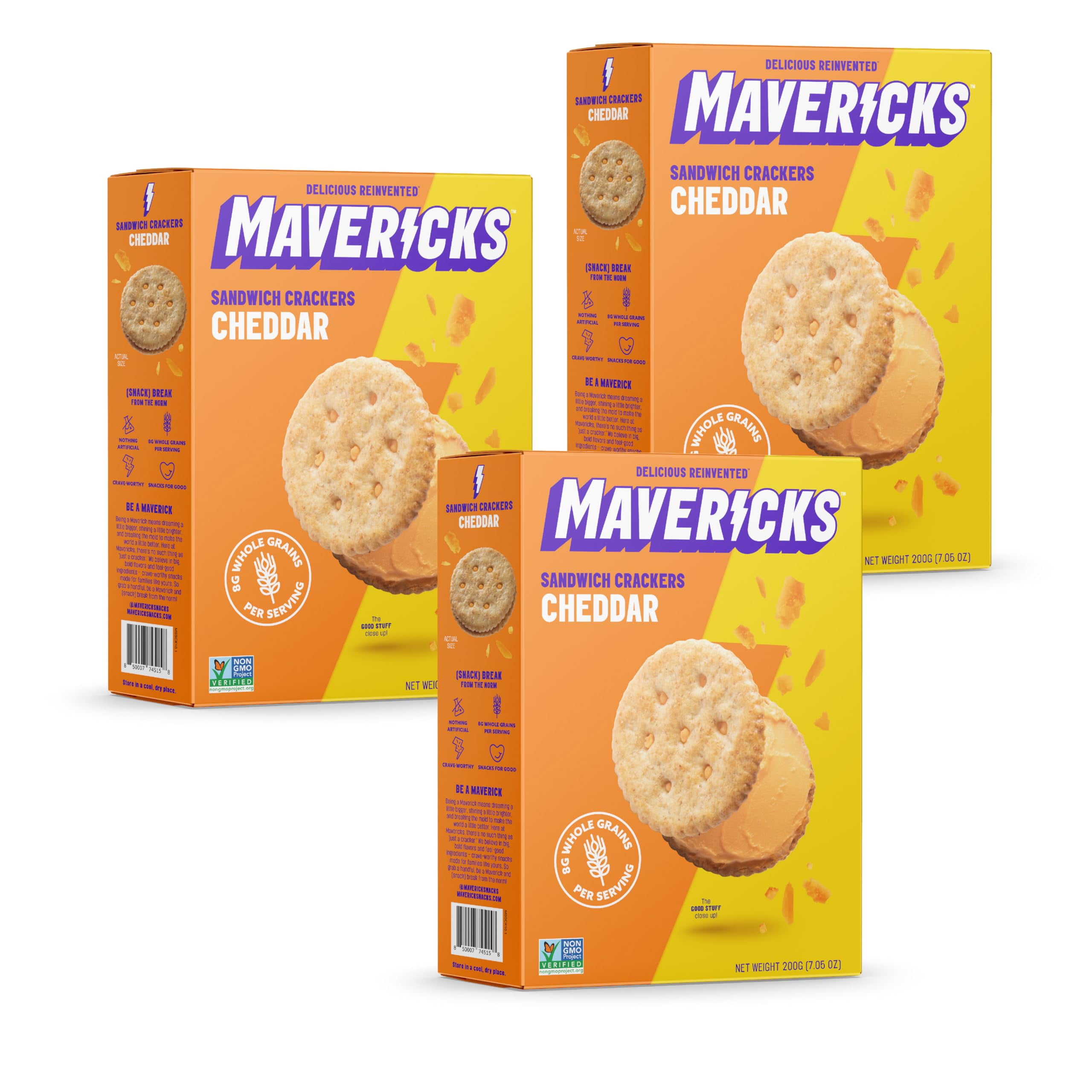 Mavericks Sandwich Crackers Cheddar AKF18 - Cheese Crackers, Snack ...