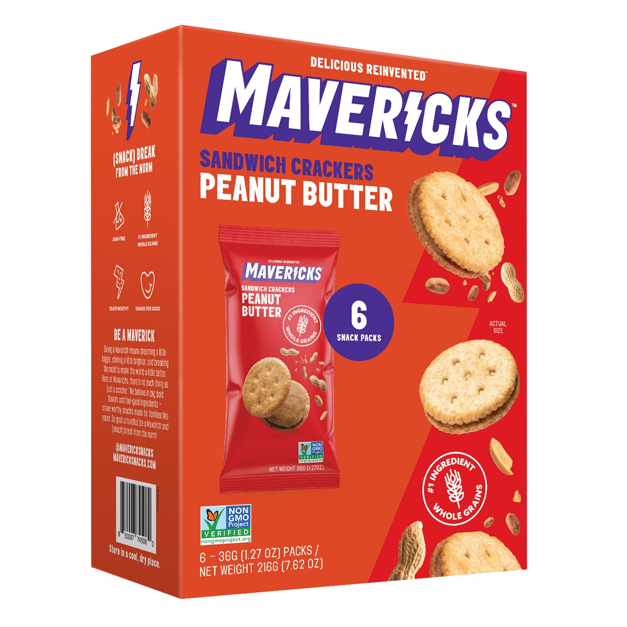 Mavericks Sandwich Crackers Peanut Butter - NSD3 Plant-Based Peanut ...