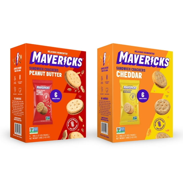 Mavericks Sandwich Crackers Variety SBF3 Pack - Peanut Butter Crackers ...