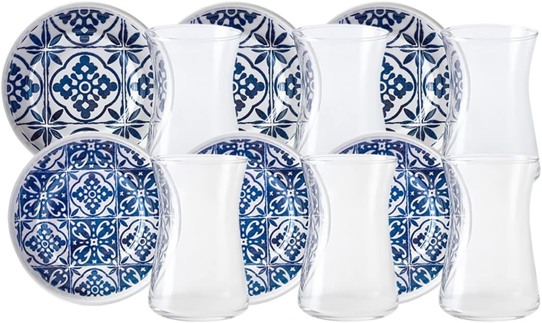 Mavili Turkish Tea Cups Set - 12 Piece Turkish Tea Glasses and ...