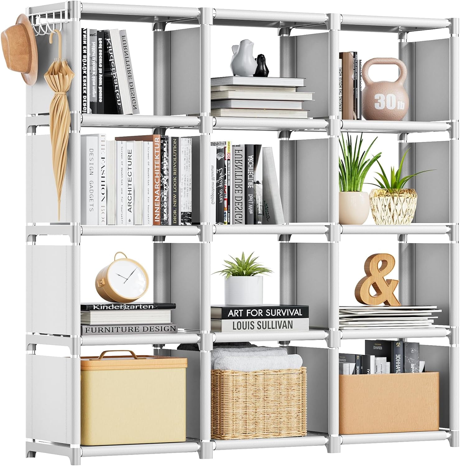 Mavivegue Book Shelf, 12 Cube Storage Organizer, Closet Storage Organizer, White Cubicle Storage ...