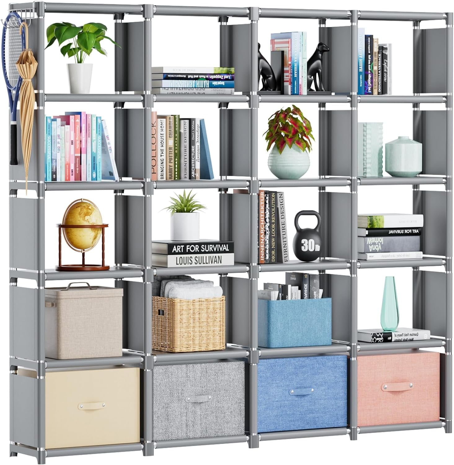 Mavivegue Book Shelf, 20 Cube Storage Organizer, DIY Bookcase, Metal ...