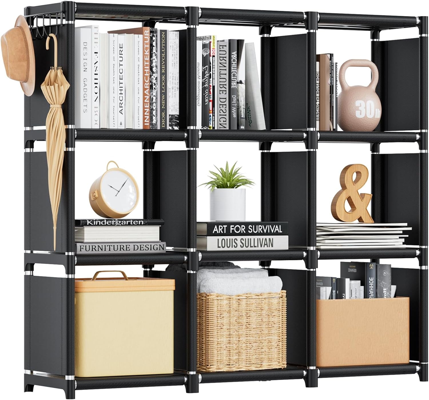 Mavivegue Book Shelf, 9 Cube Storage Organizer, DIY Bookcase, Metal ...