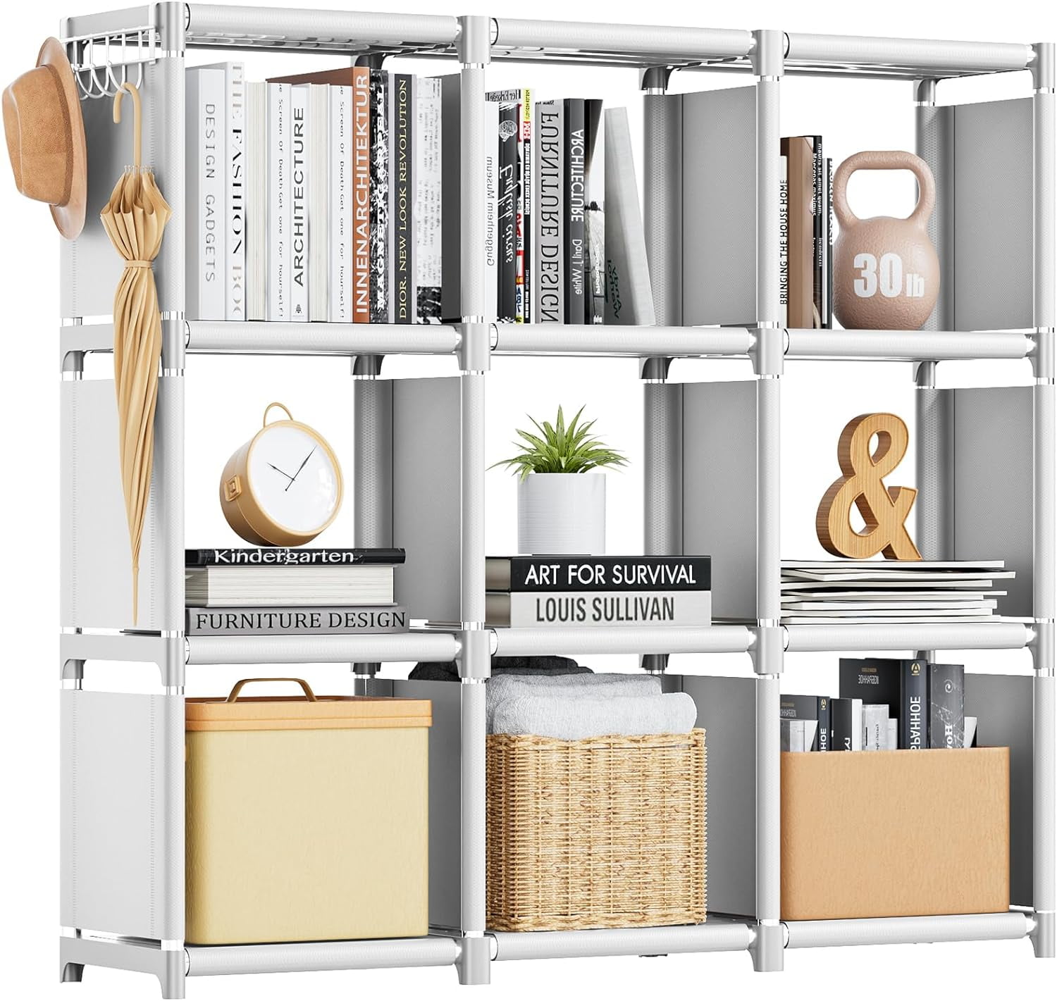 Mavivegue Book Shelf, 9 Cube Storage Organizer, DIY Bookcase, Metal ...