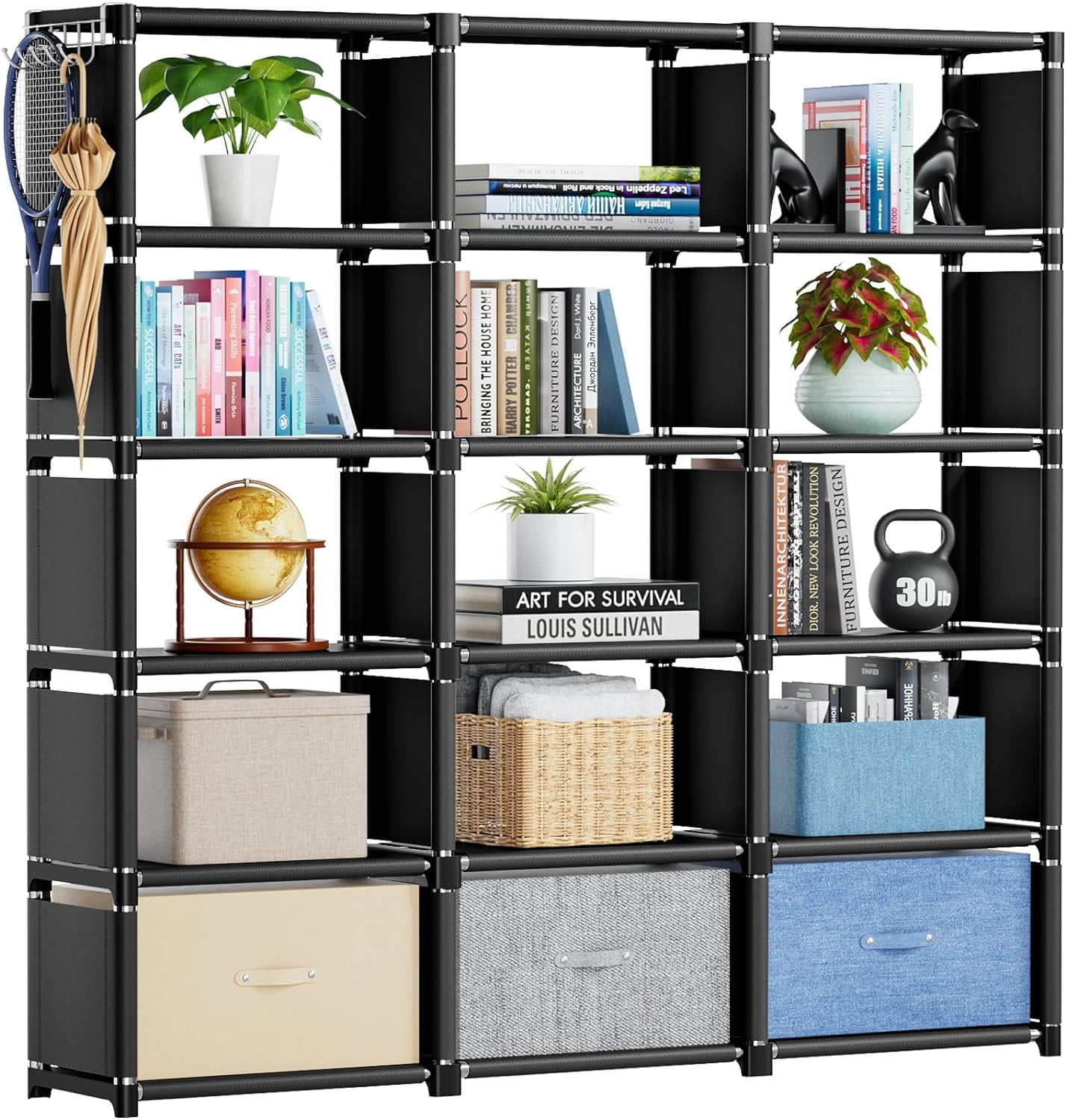 Mavivegue Bookshelf,15 Cube Storage Organizer,Book Shelf Organizer,Tall ...