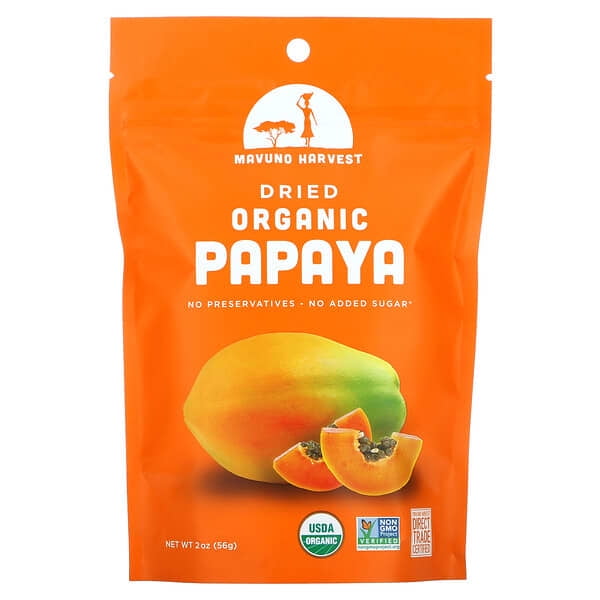 Mavuno Harvest, Organic Dried Papaya, 2 oz Pack of 3 - Walmart.com