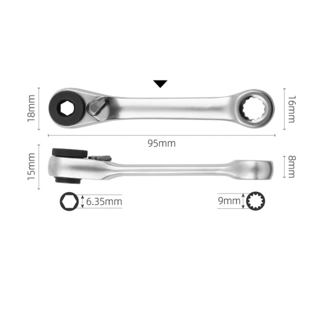 Mawalde Double Ended Ratchet Wrench Mini 1/4 Double Ended Quick Socket ...