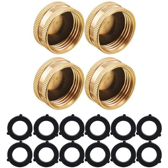PLUMYHG-10 Piece Brass Garden Hose Female End Cap, 3/4 Inch Hose End ...