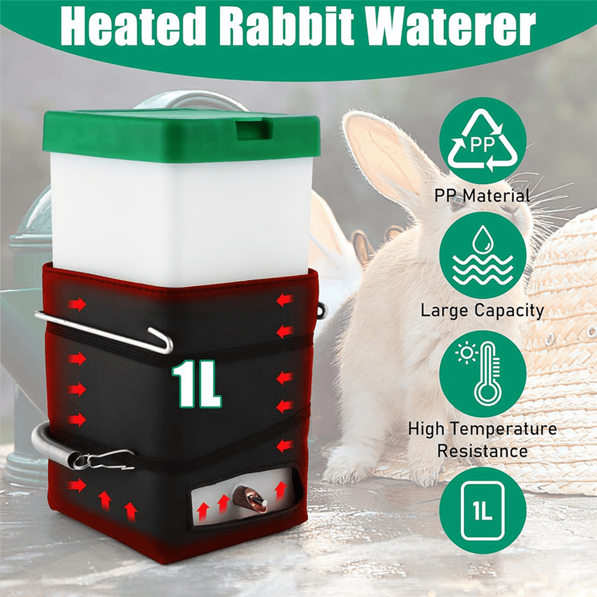 Mawalde Heated Rabbit Water Bottle, 32 Oz No Drip Water Bottle for ...
