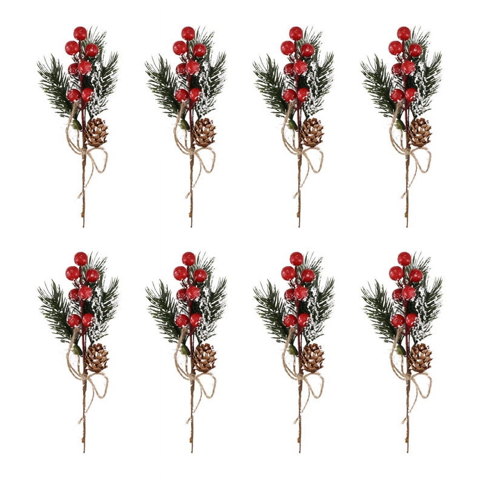 Mawalde Red Berry Stems Pine Branches Evergreen Christmas Berries Decor ...