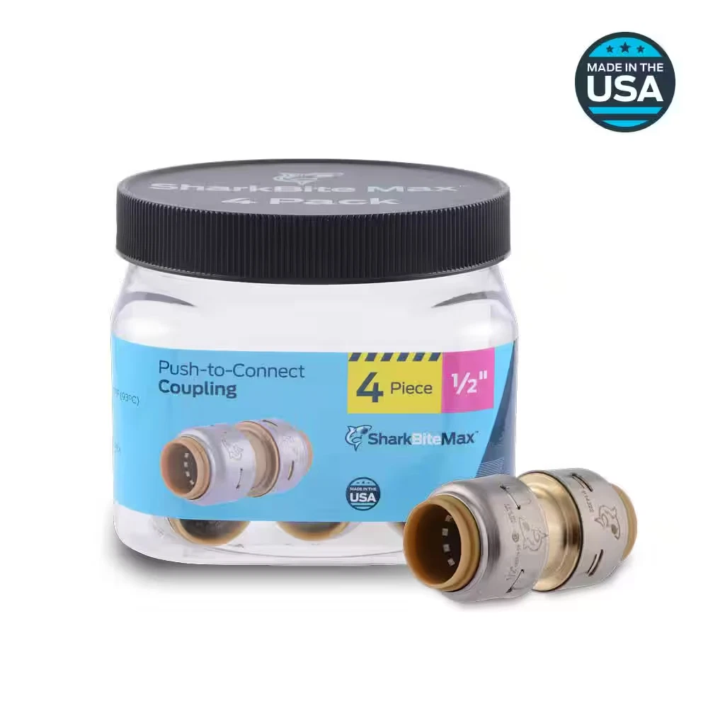 Max 1/2 In. Push-To-Connect Brass Coupling Fitting Pro Pack (4-Pack ...