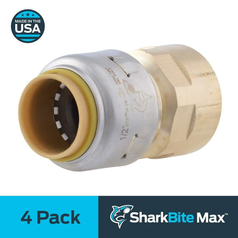 Max 1/2 in. Push-to-Connect x FIP Brass Adapter Fitting Pro Pack (4 ...