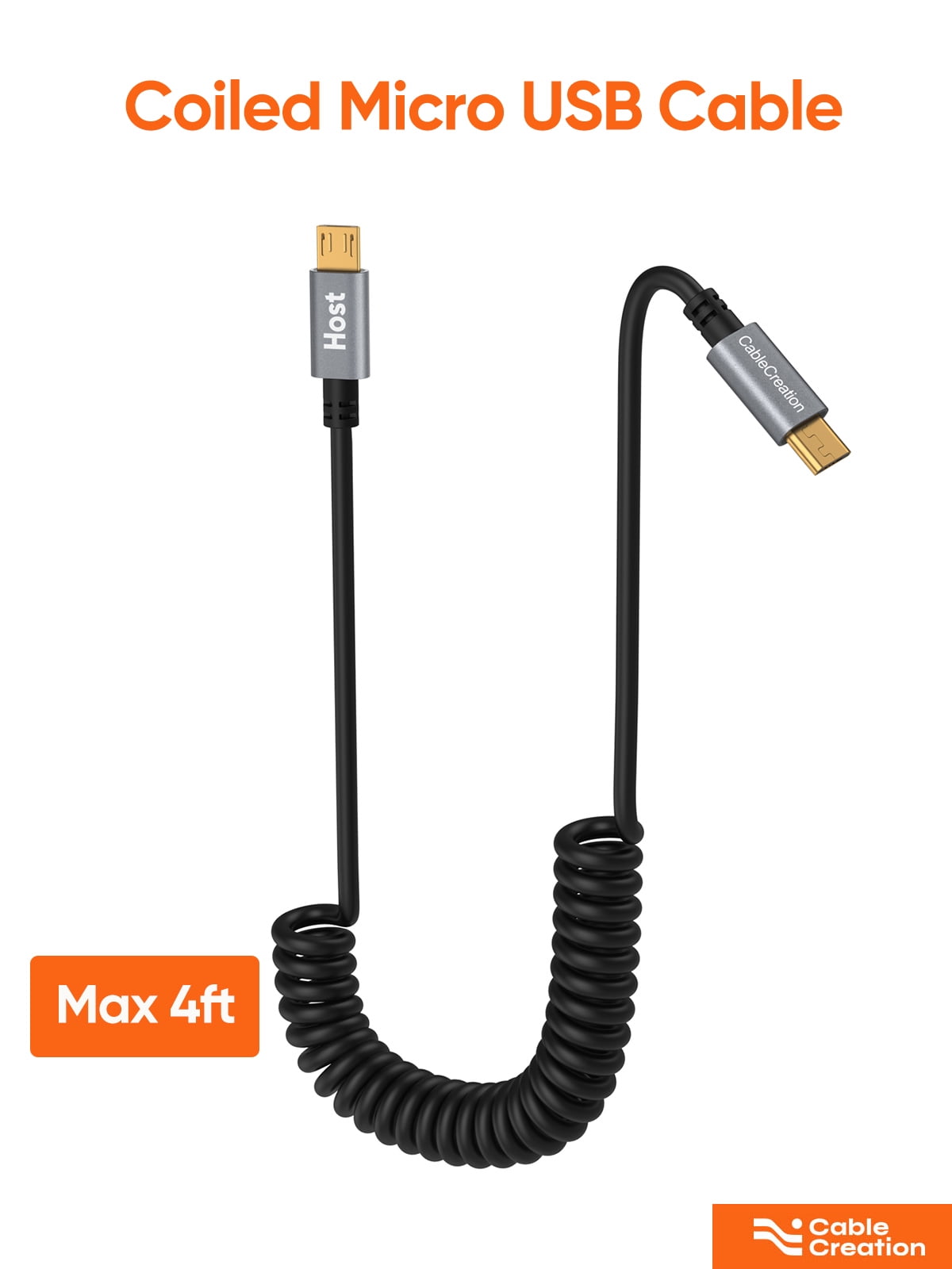 CableCreation 4ft Retractable Micro USB to Micro USB Coiled Cable, OTG ...