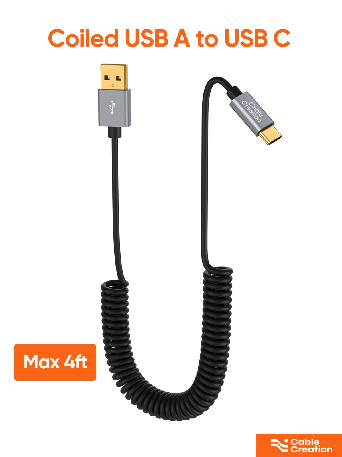 Max 4ft USB-C Fast Charging Long Coiled Cable, CableCreation USB A 2.0 ...