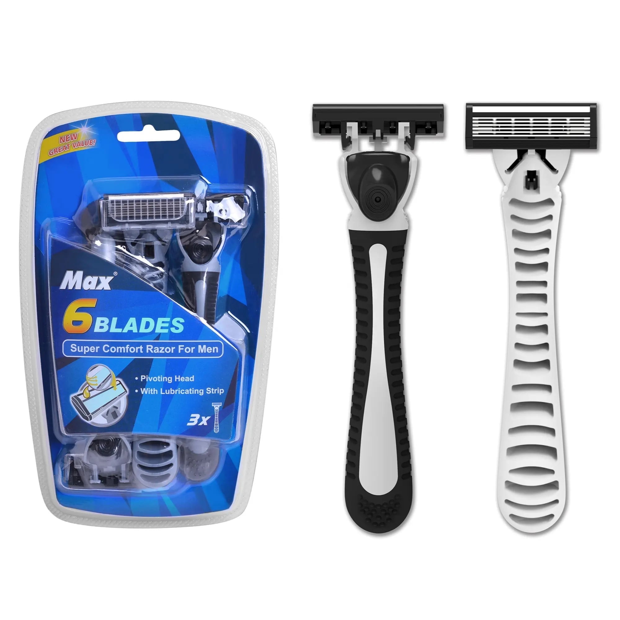 Max A Series 6 Layer Stainless Steel Razor Blades With Pivoting Rounded ...