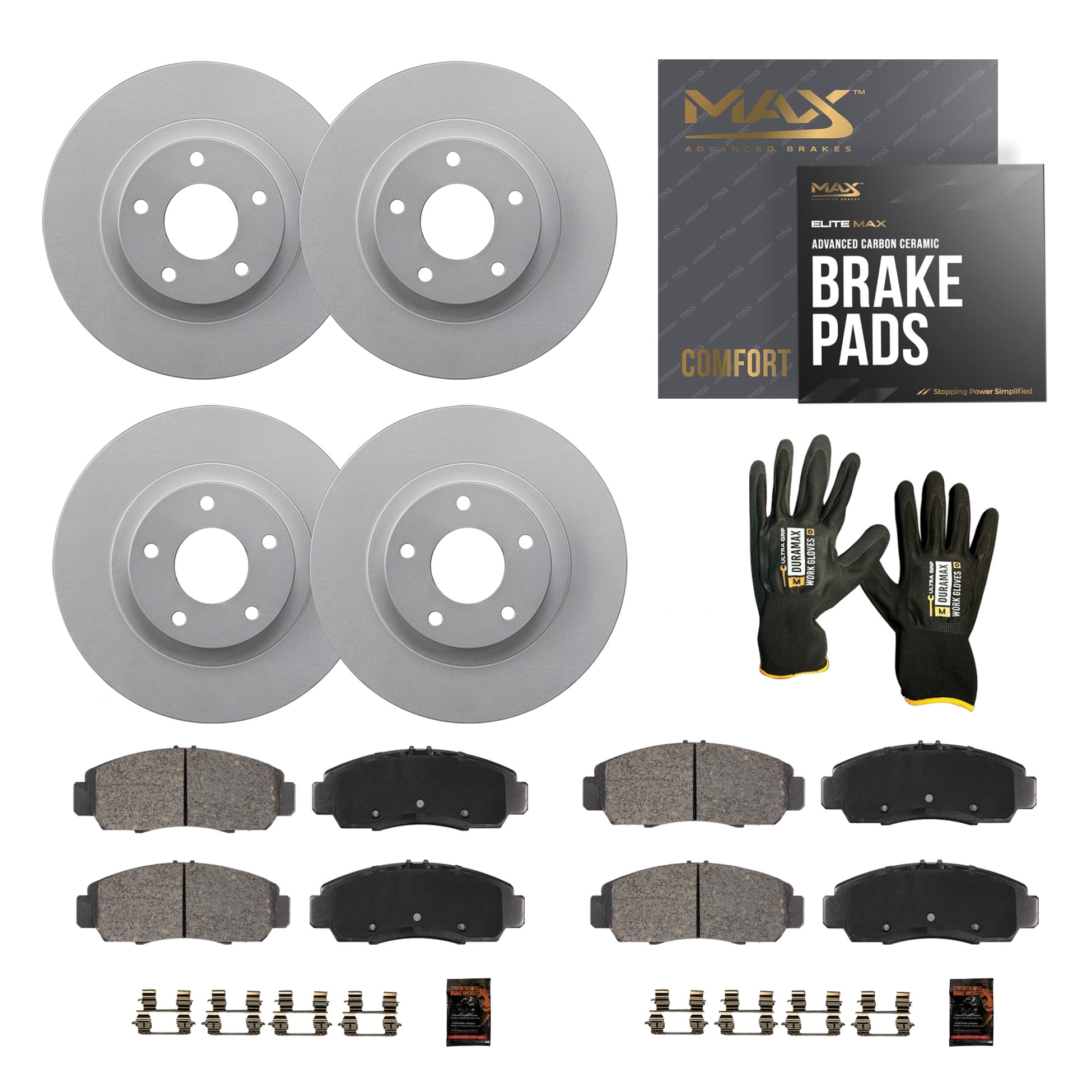 Max Advanced Brakes - Kit for Mercedes-Benz C230 08-09, C250 C300 10-15, Coated Rotors & Ceramic ...