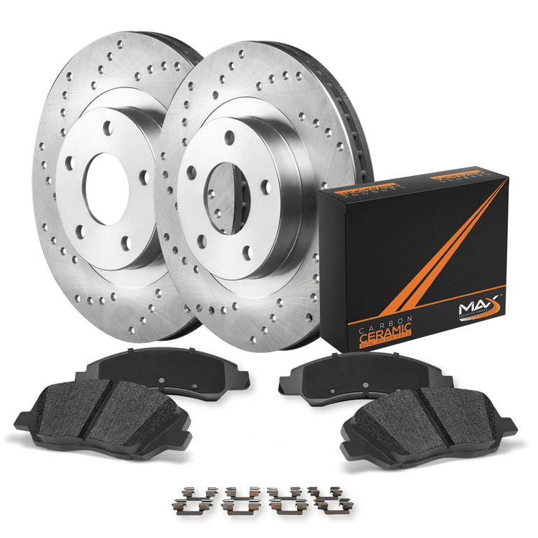 Max Advanced Brakes Brake Kit for 2013 2014 2015 2016 2017 2018 2019 Ford Explorer Flex w 13.86 Dia Rear Rotor Front Replacement Cross Drilled