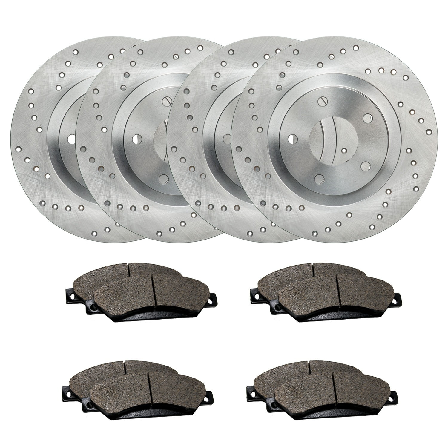 Max Advanced Brakes – MaxOne XD Series Front & Rear Brake Pads and Rotors Kit | Cross-Drilled ...