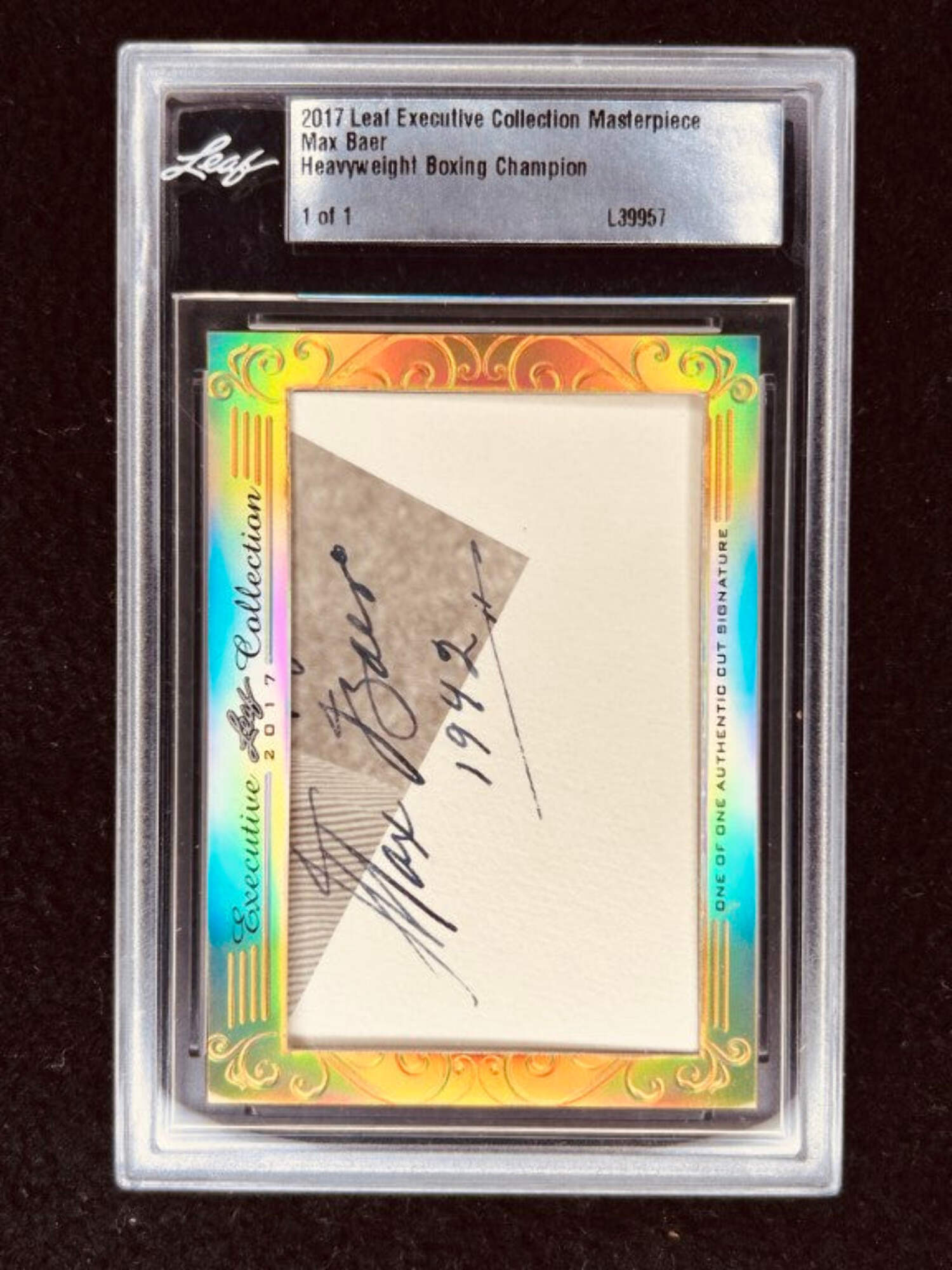 Max Baer 2017 Leaf Masterpiece Cut Signature certified autograph boxing ...