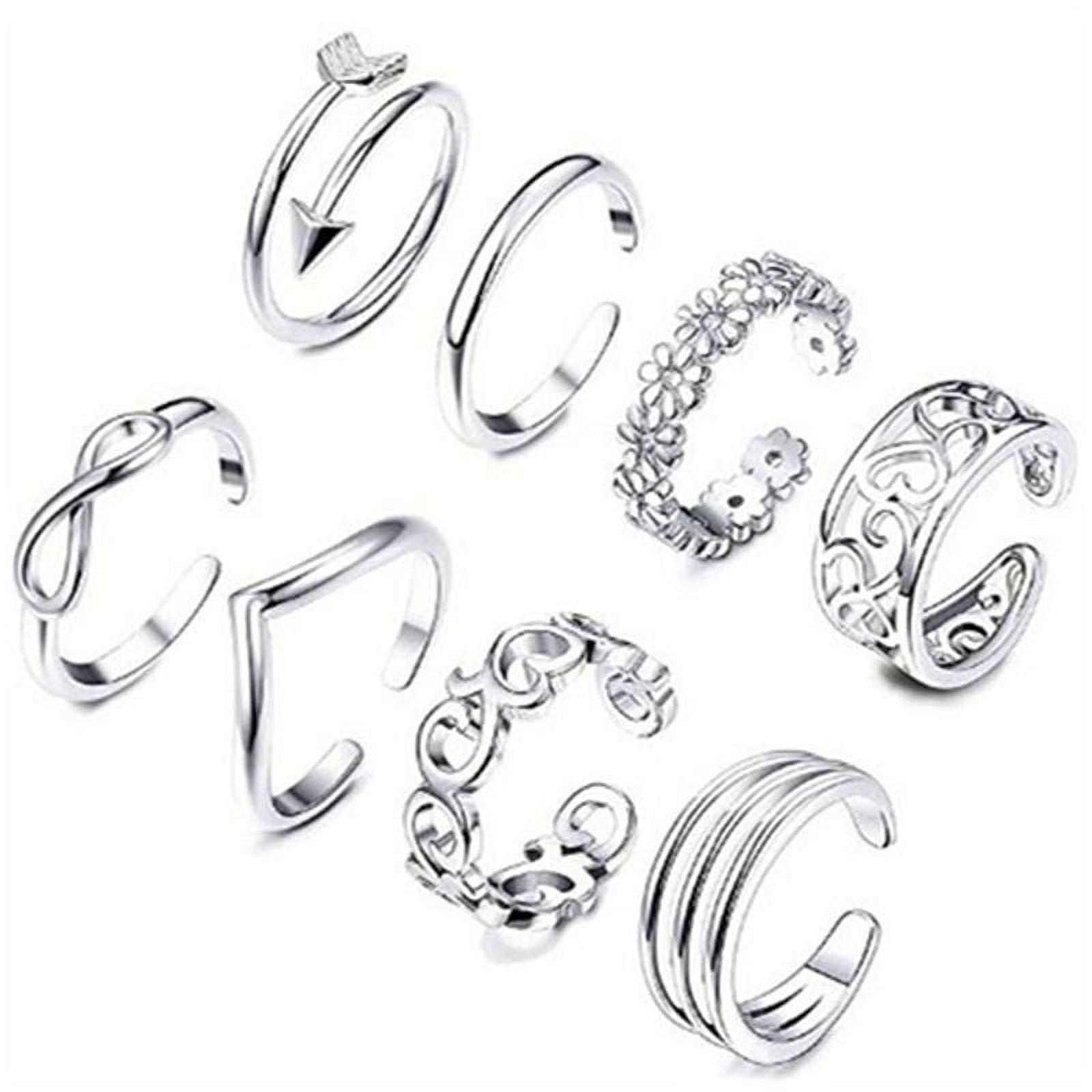 Max Choice Adjustable Toe Rings, Gold Silver Alloy Band, 8pcs Summer ...