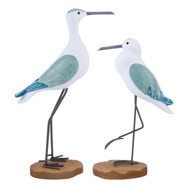 2x Wooden Seagull Figurines Seagull Sculpture Beach Decoration ...