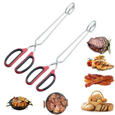 "GoodCook Large Serving 10"" Chrome Plated Kitchen Loop Tongs, Silver ...