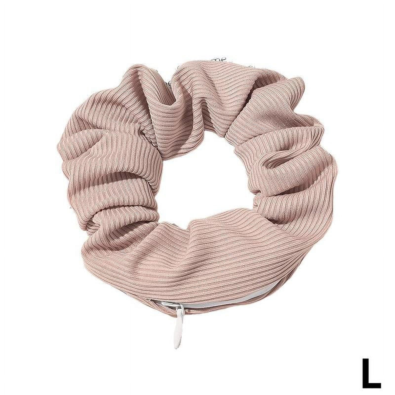 Max Choice Zipper Hidden Pocket Storage Scrunchie Hair Tie, Light Pink ...