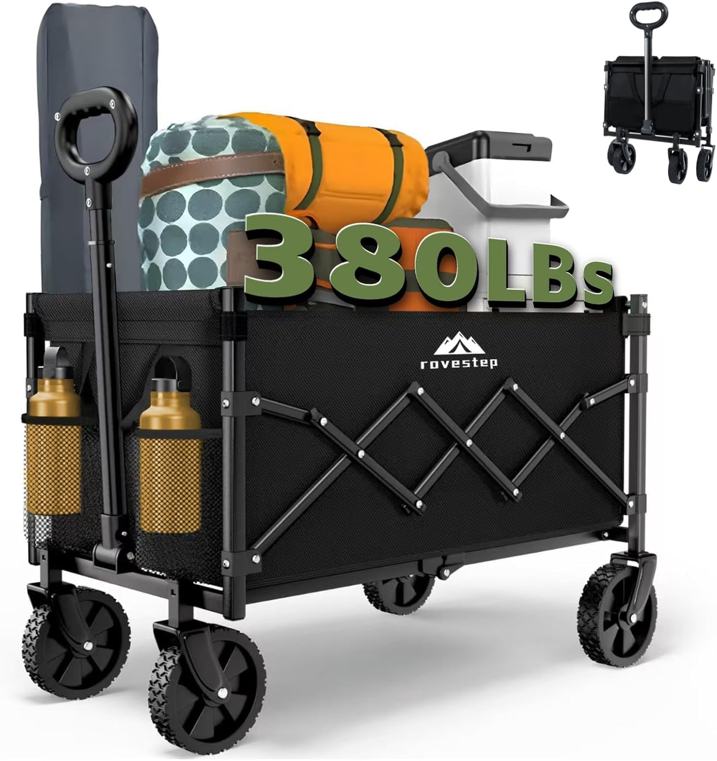 Max Collapsible Folding Wagon - Heavy Duty Utility Cart, 65L Capacity ...