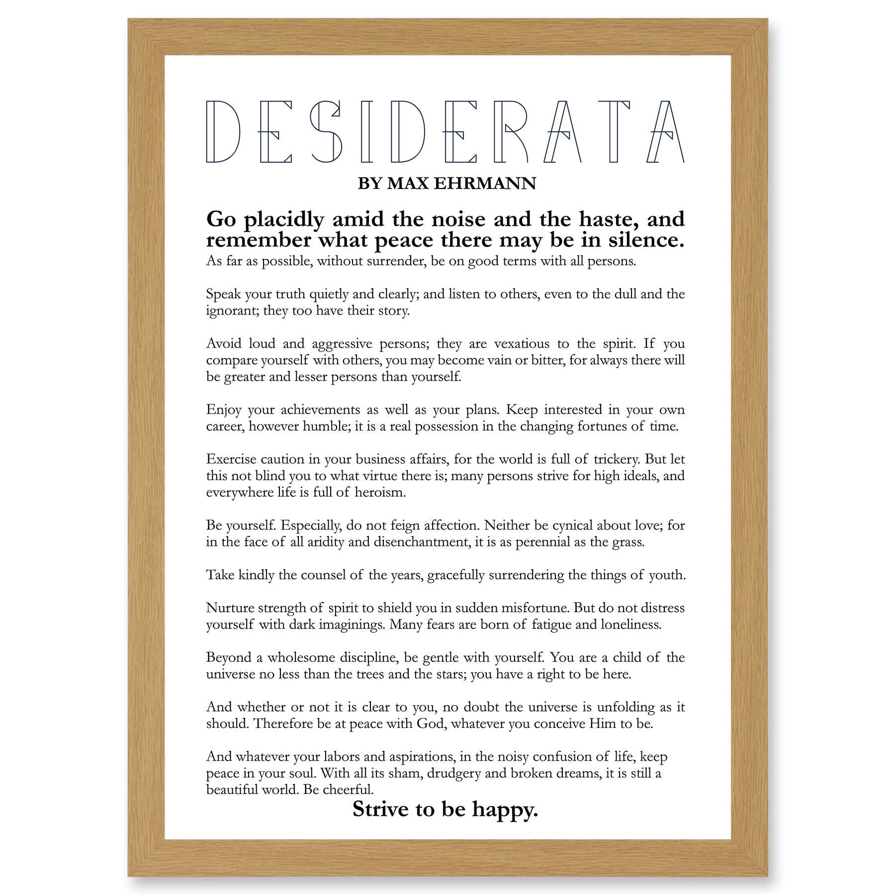 Max Ehrmann Desiderata Poetry A4 Artwork Framed Wall Art Print ...