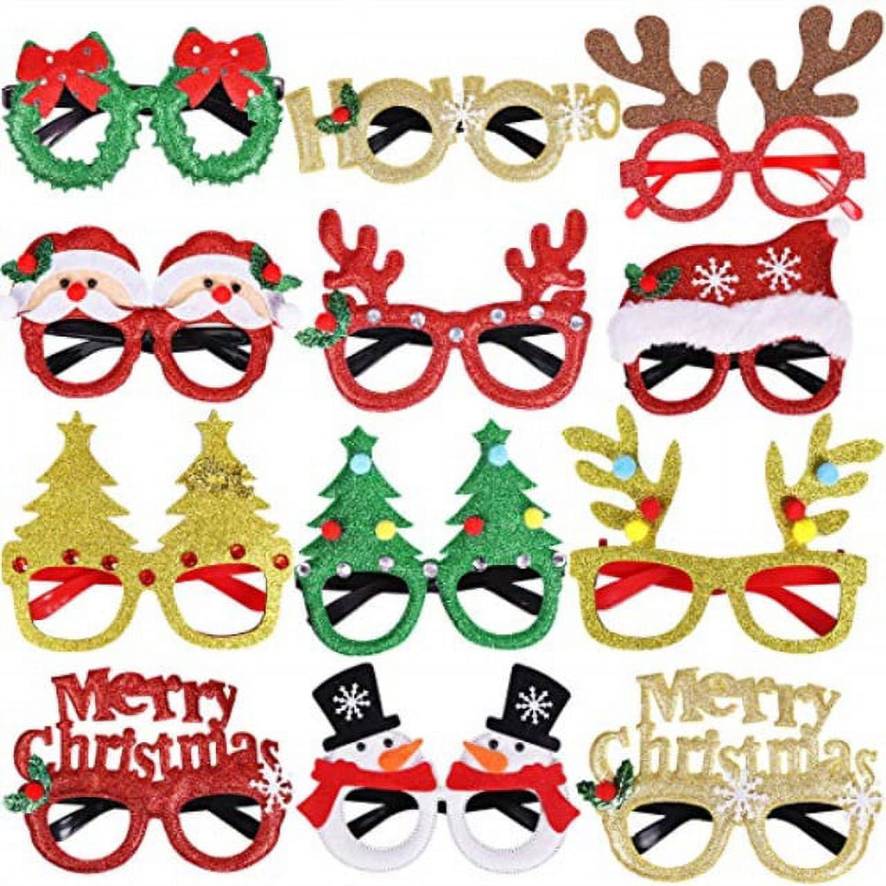 max fun 12 pieces christmas glitter party glasses frames with 12 ...
