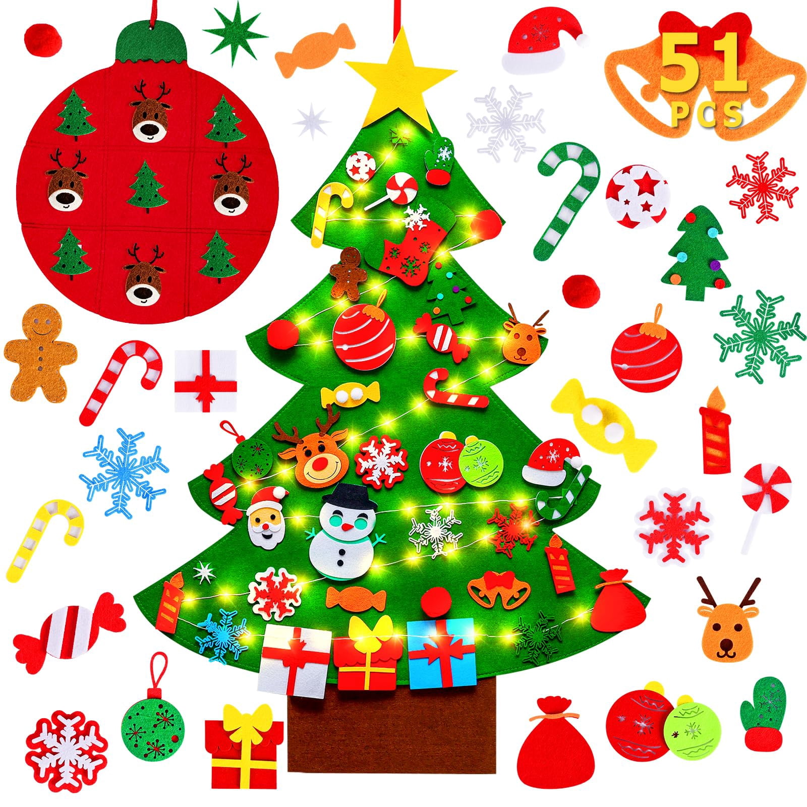 Max Fun DIY Felt Christmas Tree for Toddlers with 49 Christmas ...
