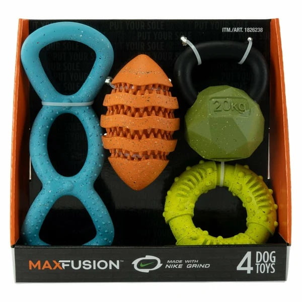 Max Fusion Dog Toys Made with Nike Grind, 4 Pack - Walmart.com