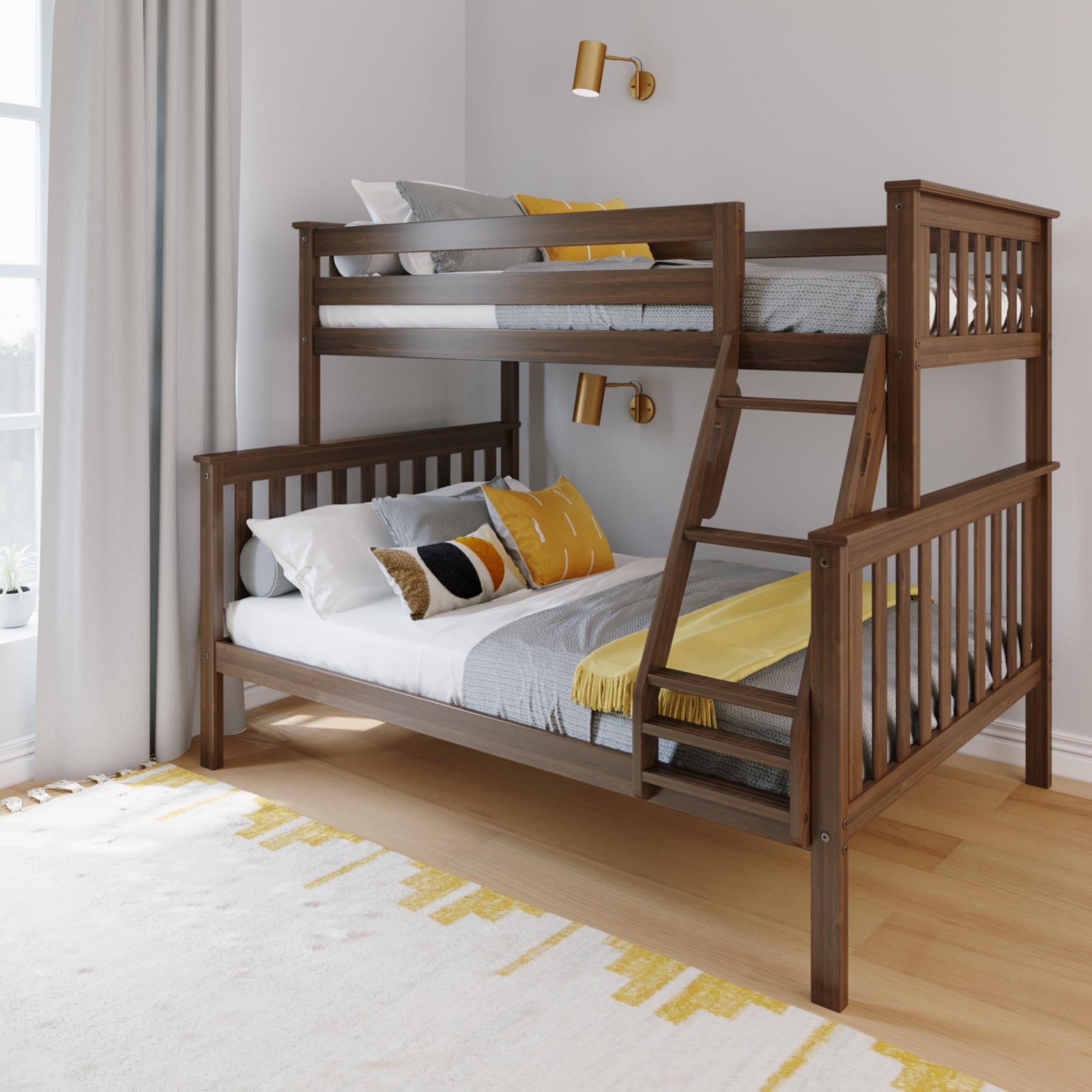 Max & Lily Wooden Bunk Beds, Twin over Full Size with Metal Support ...