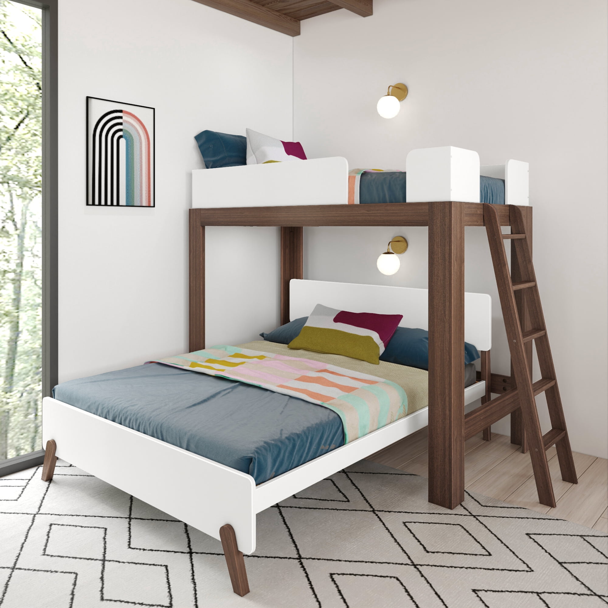 Twin Over Queen L Shaped Bunk Bed