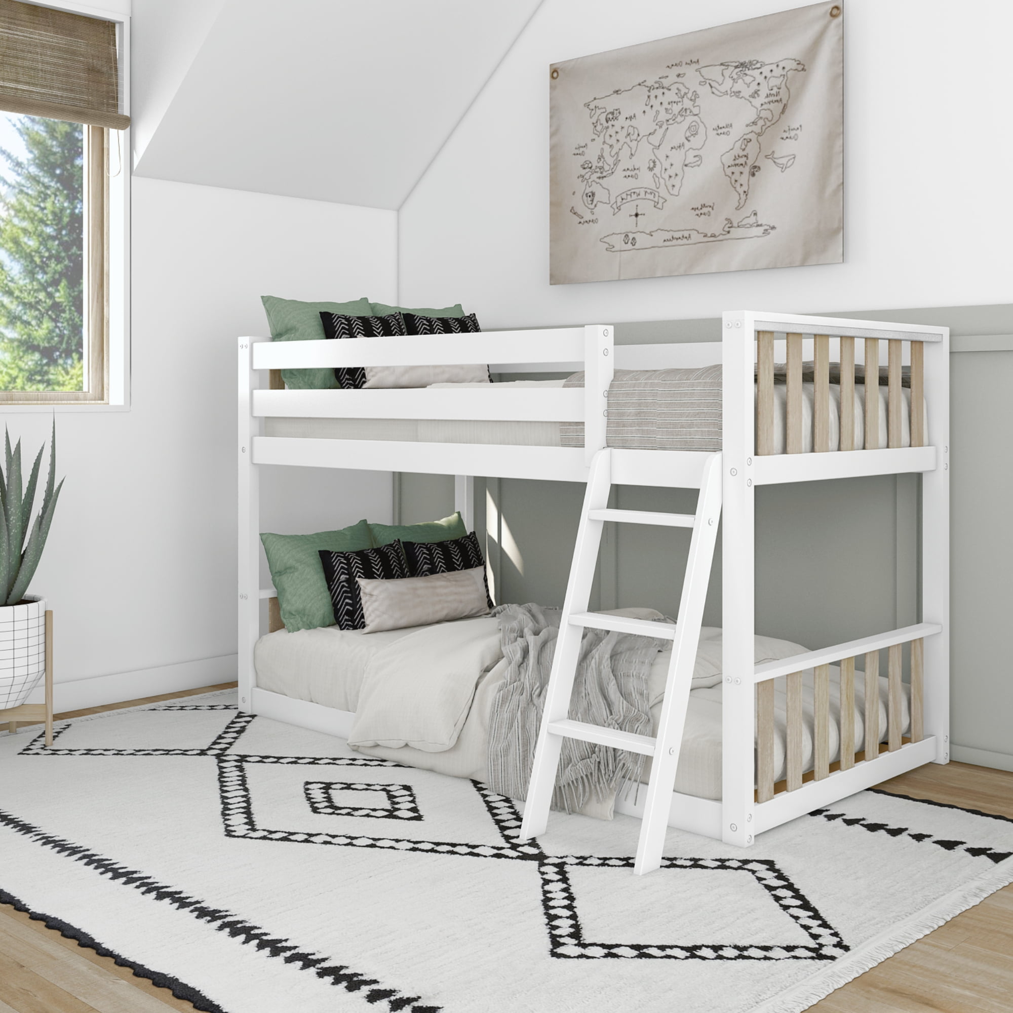 Free Shipping! Max & Lily Scandinavian Twin over Twin Bunk Bed For Kids, Wood Bunk Beds with ...