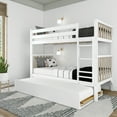 Max & Lily Scandinavian Twin over Twin Bunk Bed For Kids with Storage Trundle Wood, White/Blonde ...