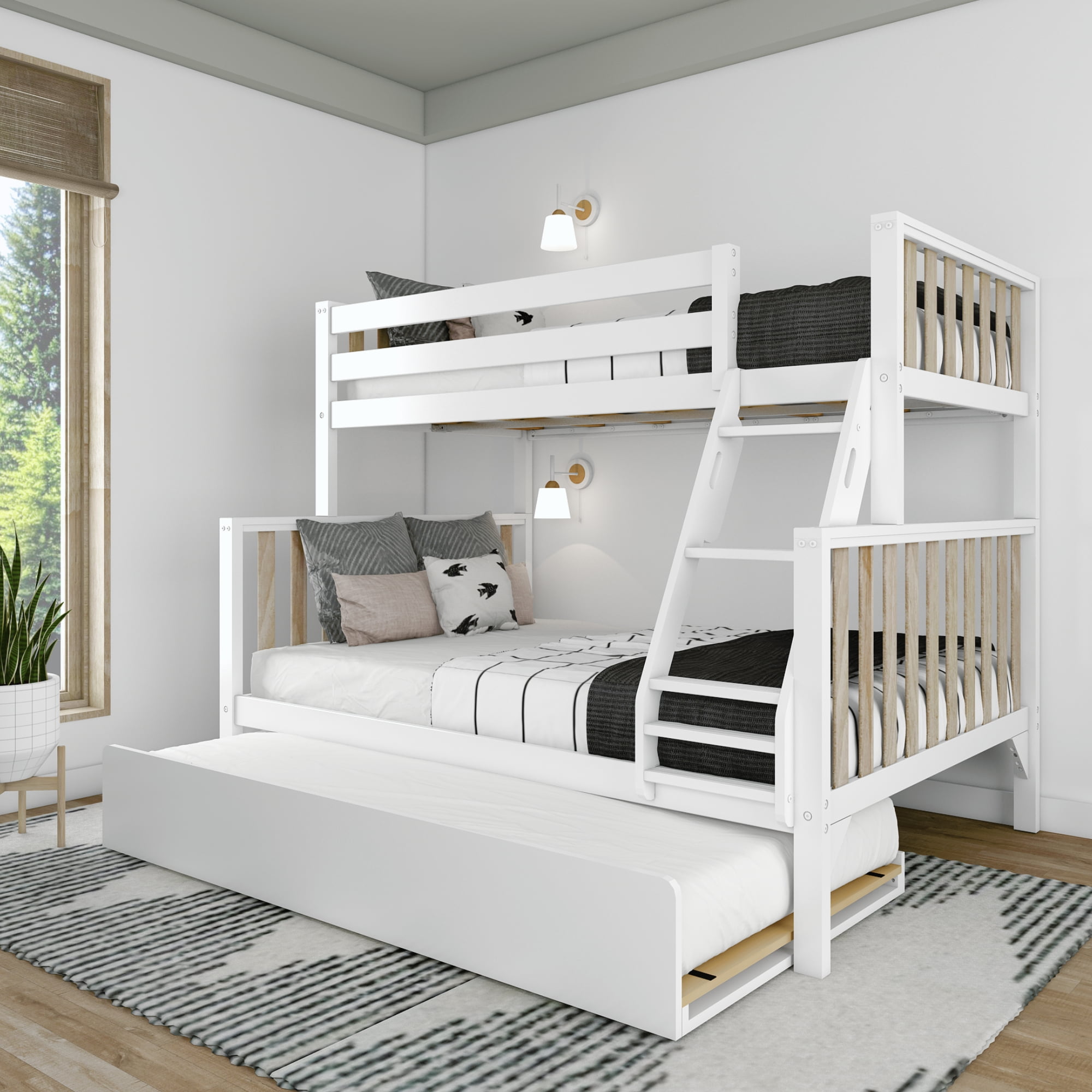 Max & Lily Bunk Bed Twin over Full Size with Trundle, Solid Wood ... Max & Lily Bunk Bed Twin over Full Size with Trundle, Solid Wood ...