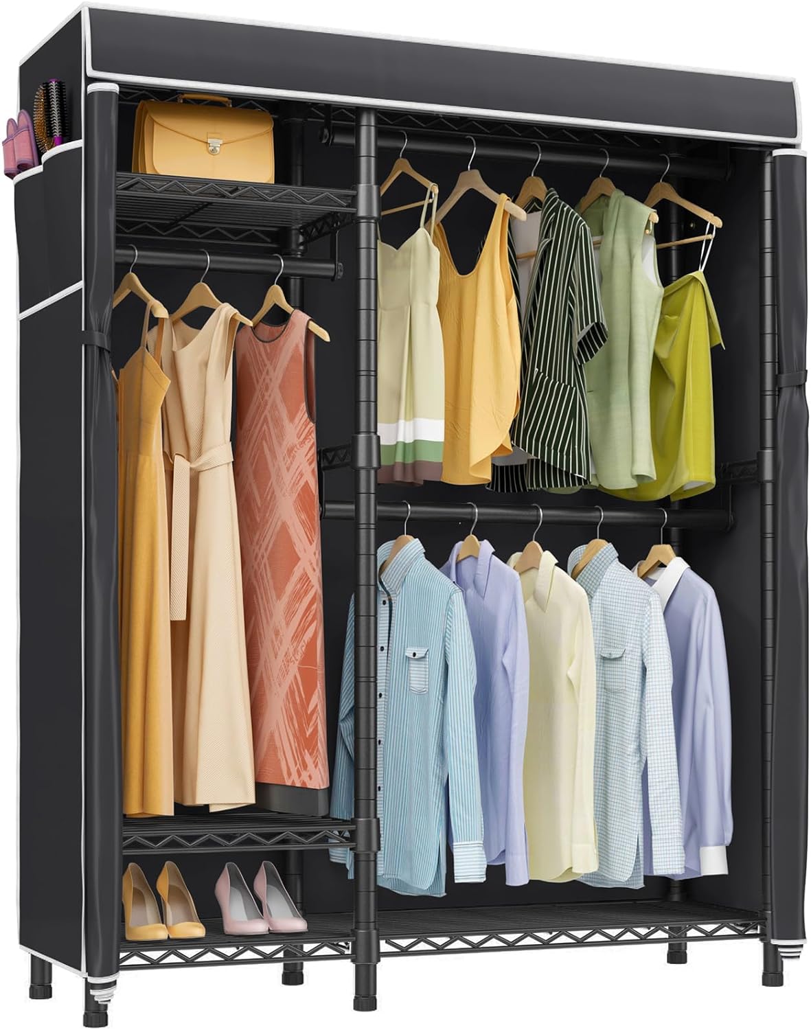 Max Load 750LBS, Portable Freestanding Wardrobe, Black Metal Clothing ...