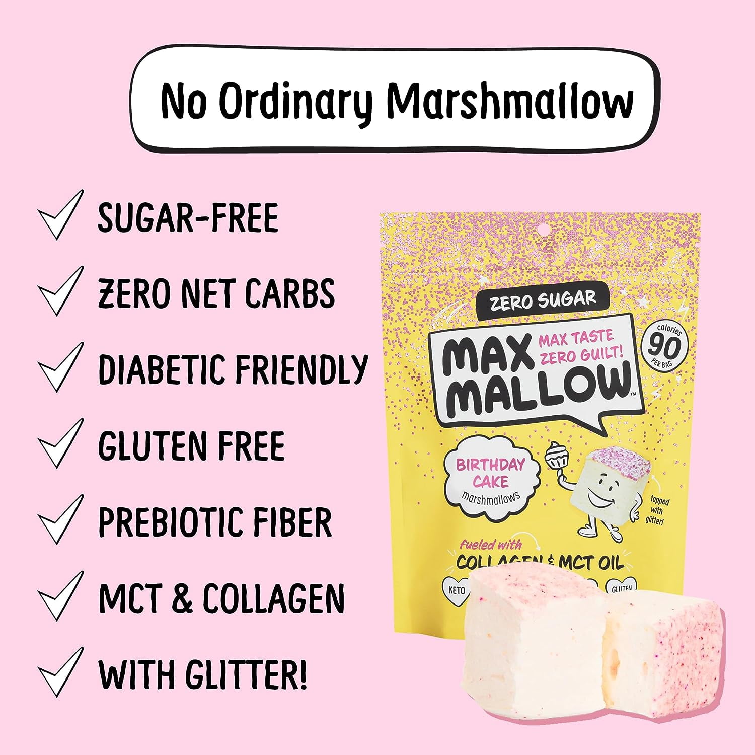 Max Mallow Birthday Cake - Guilt- Zero Sugar Marshmallows - Low Carb ...