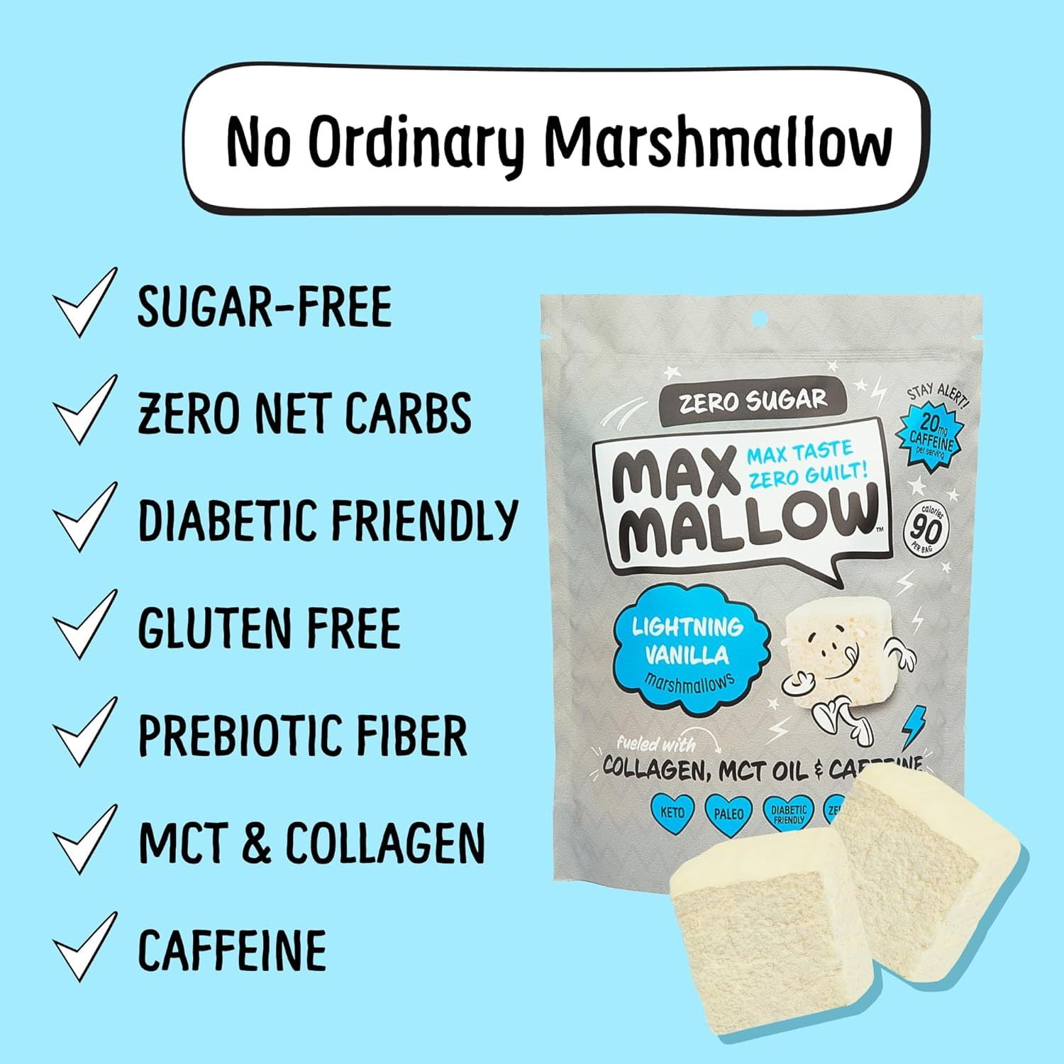 Max Mallow Lightning Vanilla - Guilt-Free & Zero Sugar Marshmallow ...