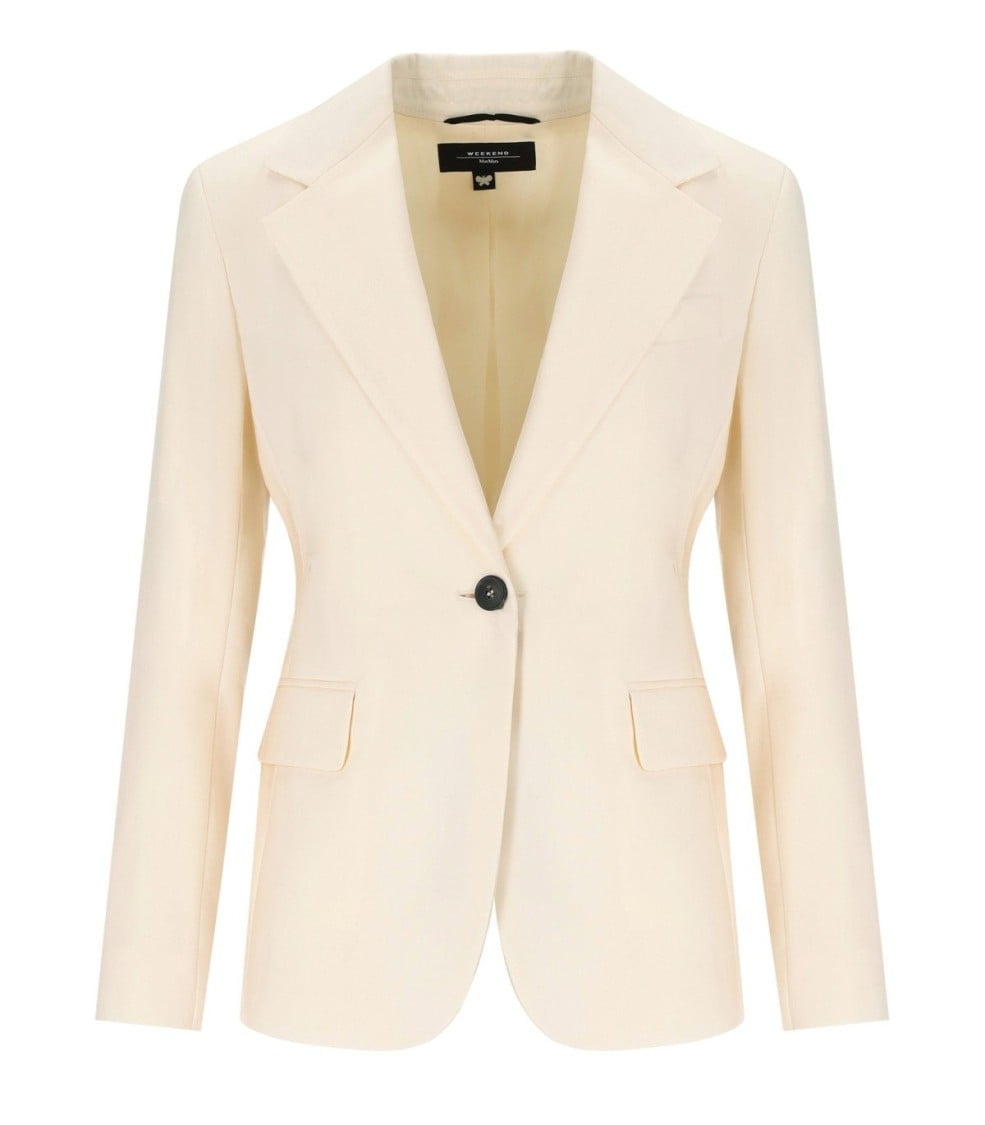 Max Mara Female Cream White Lamine Blazer White Sizes IT 34-64 ...