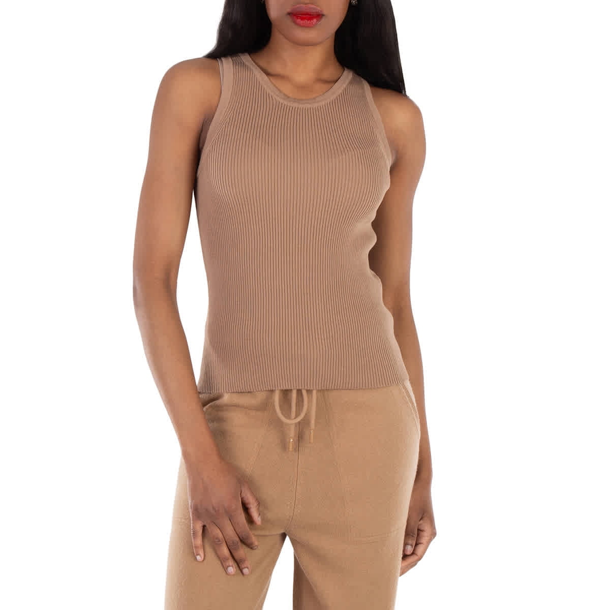 Max Mara Female Ribbed Cotton Knit Top With Elegant Silhouette And ...