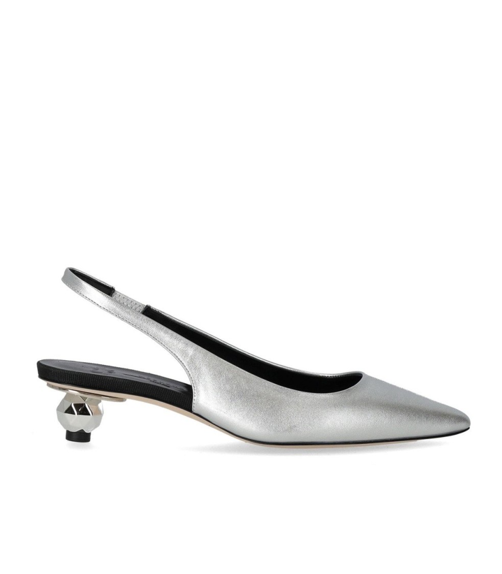 Max Mara Women's Gallico Silver Slingback Pumps Silver Sizes IT 34-50 2 ...