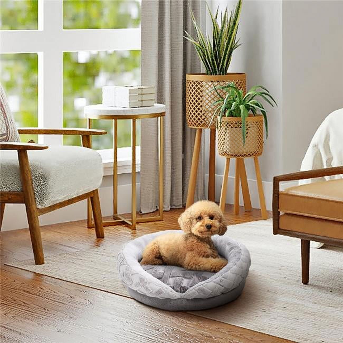 Max & Marlow 3205701 Unisex Plush High Sided Round Cuddler Pet Bed with ...