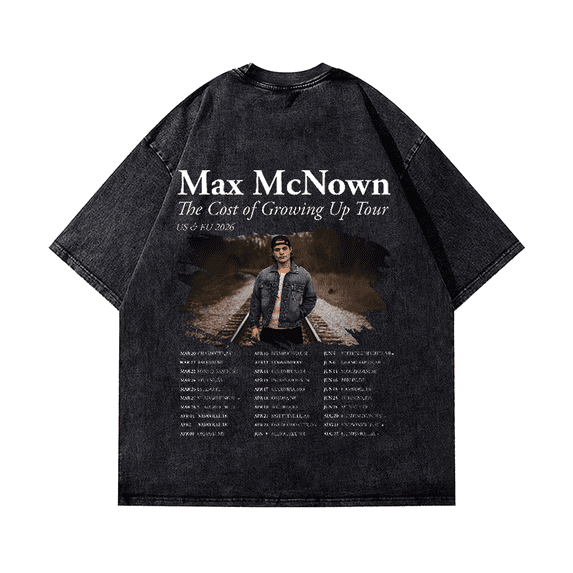 Max McNown The Cost of Growing Up Tour 2026 Cotton Vintage Wash Tee ...