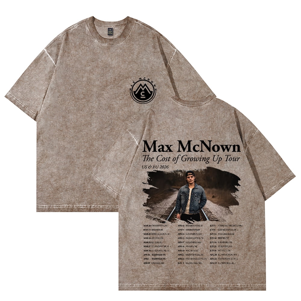 Max McNown The Cost of Growing Up Tour 2026 Cotton Vintage Wash Tee ...