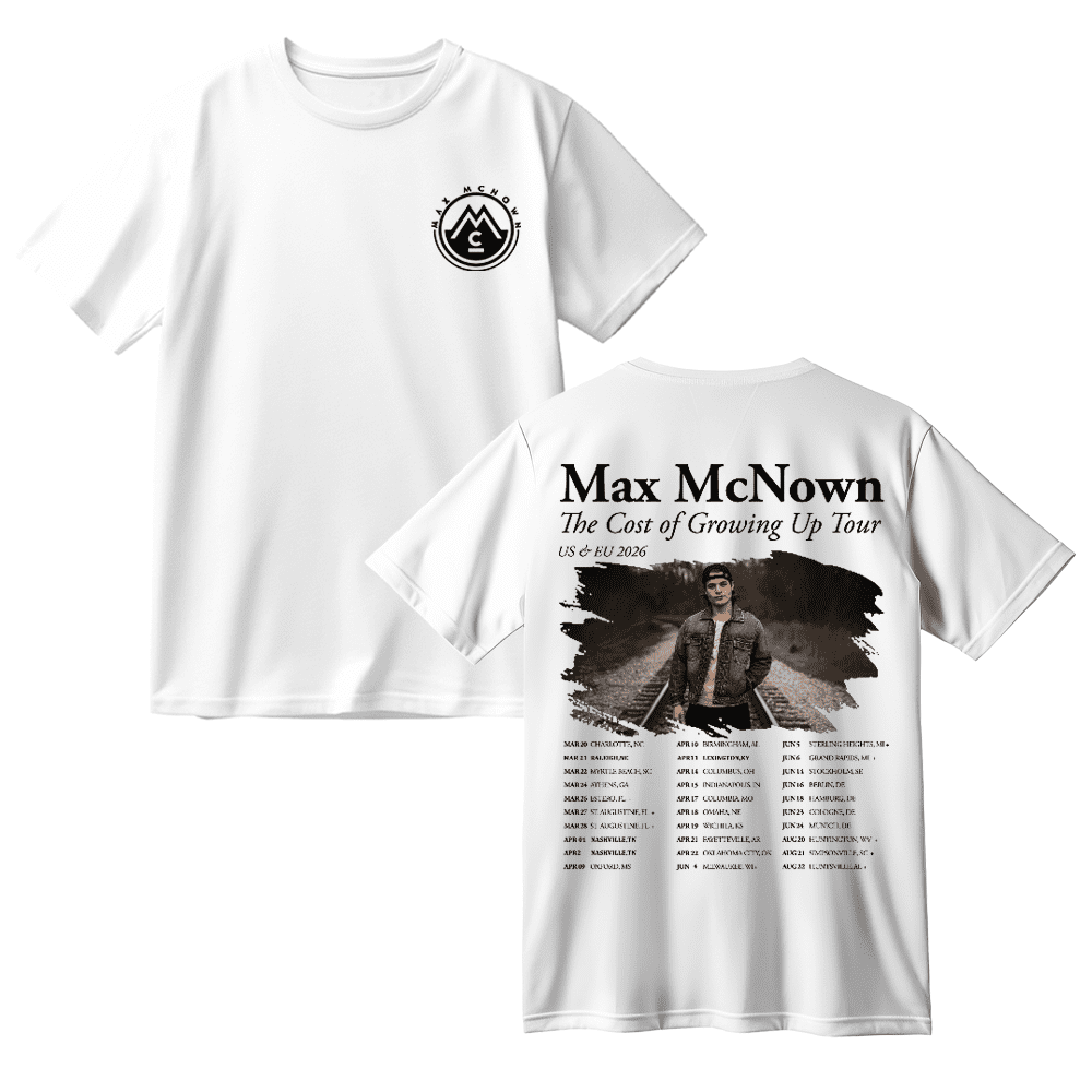 Max McNown The Cost of Growing Up Tour 2026 Short Sleeved graphic t ...