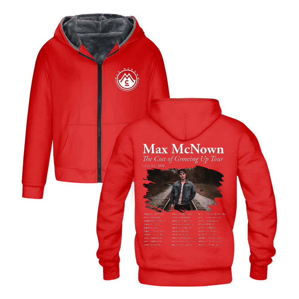 Max McNown The Cost of Growing Up Tour 2026 Zipper hooded cotton jacket ...